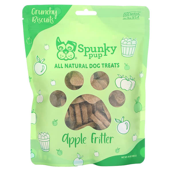 Spunky Pup, 100% 천연 Dog Treats, 크런치 비스킷, 애플 프리터, 283g(10oz)