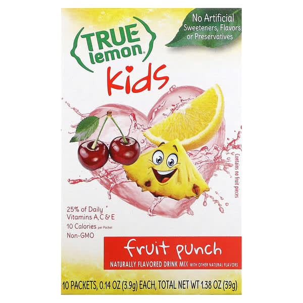 True Citrus, True Lemon, Kids Drink Mix, Fruit Punch, 10 Packets 0.14 ...
