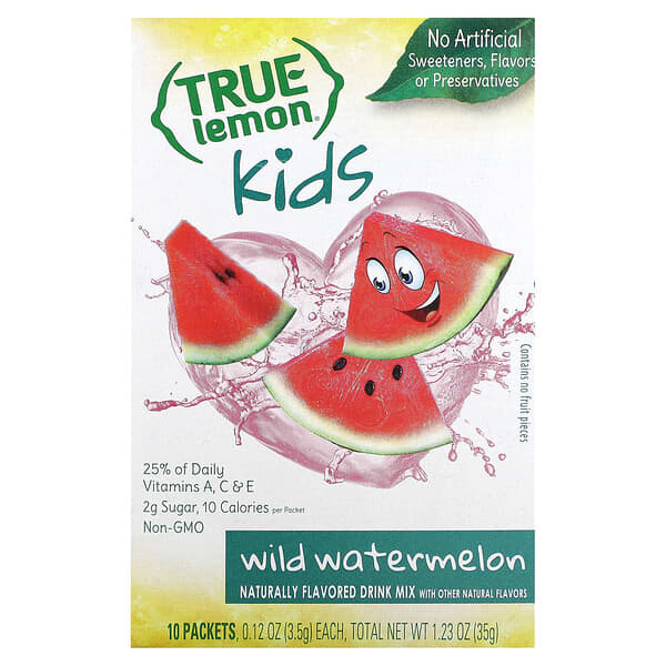 True Citrus, Kids, True Lemon, Wild Watermelon, 10 Packets, 0.12 oz (3. ...