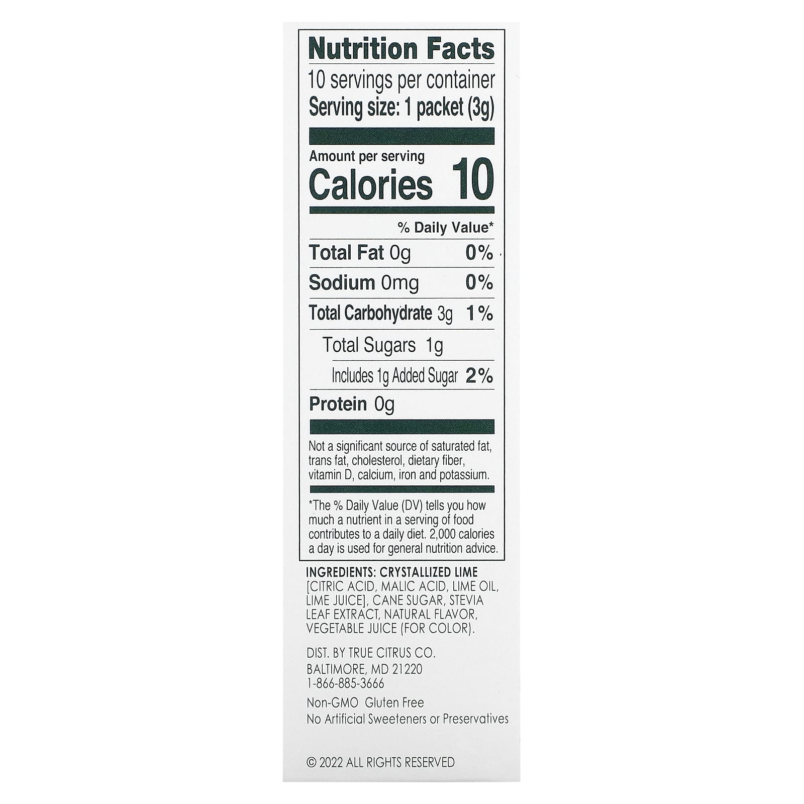 True Citrus, True Lime, Limeade, Black Cherry, 10 Packets, 0.11 oz (3 g ...