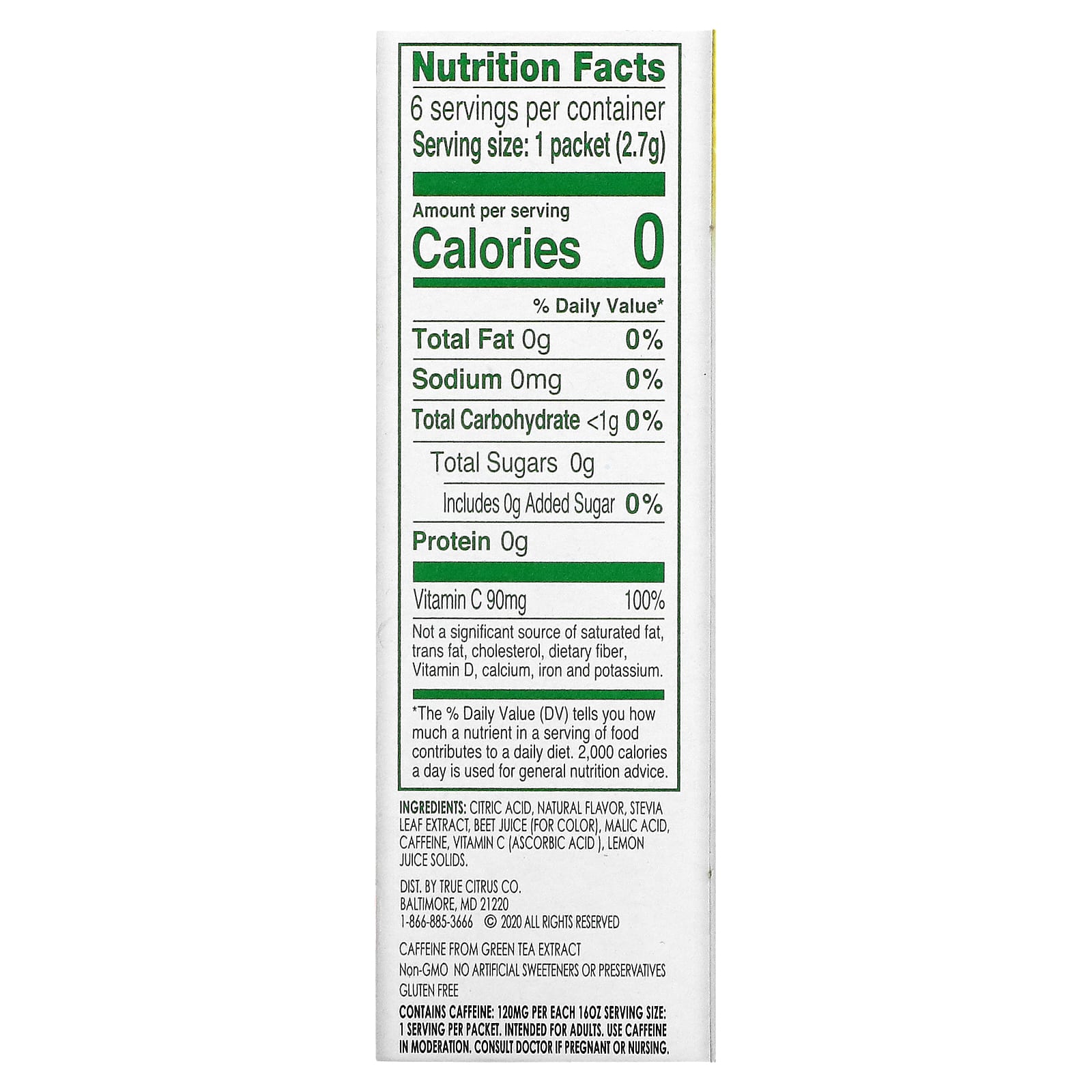 True Citrus, True Lemon, Energy, Wild Cherry Cranberry, 6 Packets, 0. ...