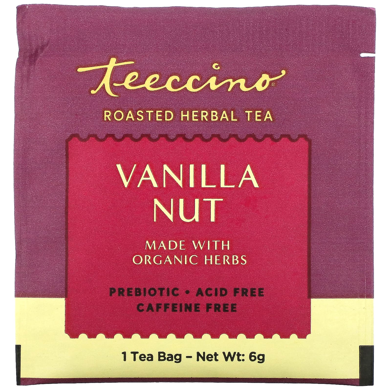 Teeccino, Roasted Herbal Tea, Vanilla Nut, Caffeine Free, 25 Tea Bags ...