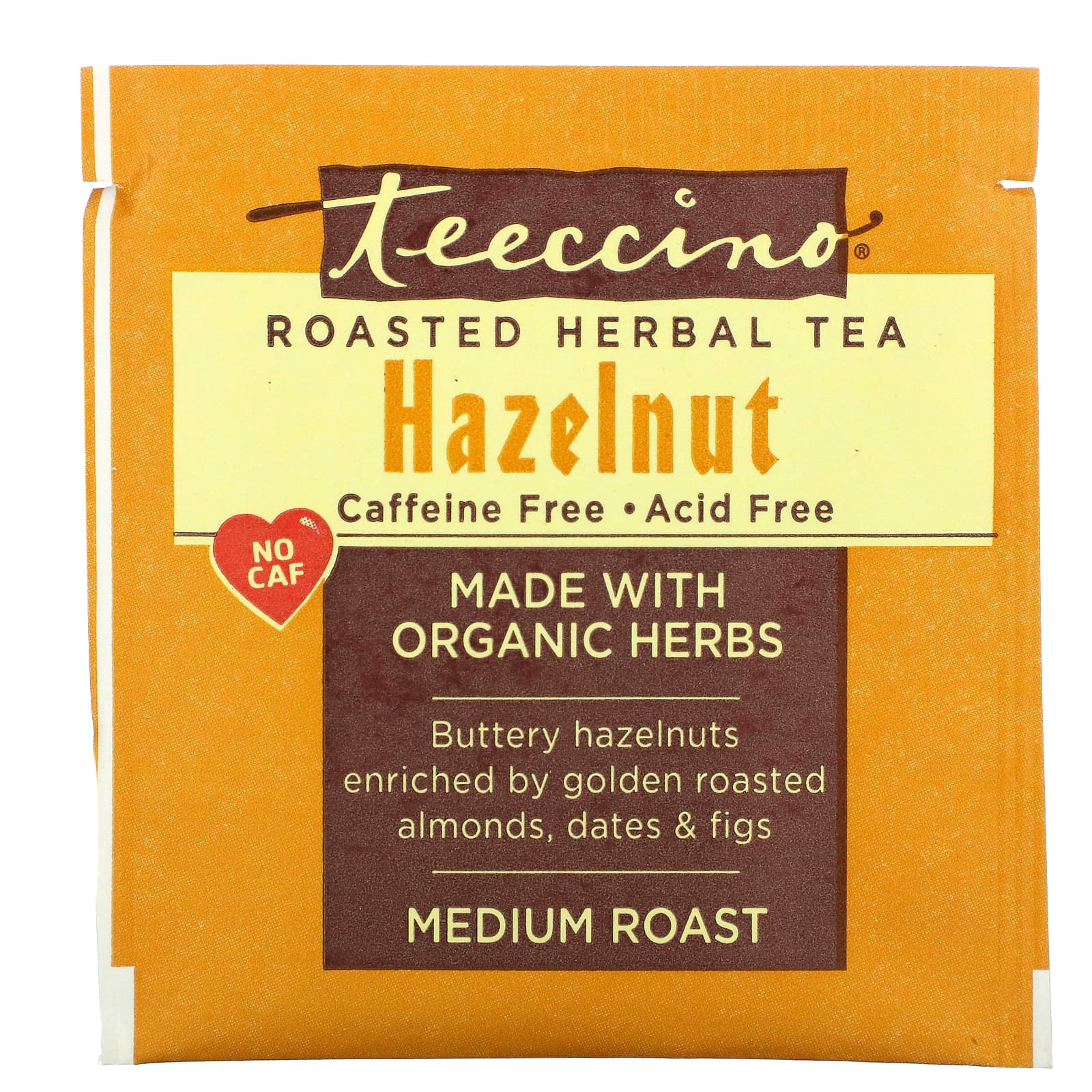 Teeccino, Roasted Herbal Tea, Hazelnut, Caffeine Free, 10 Tea Bags, 2. ...