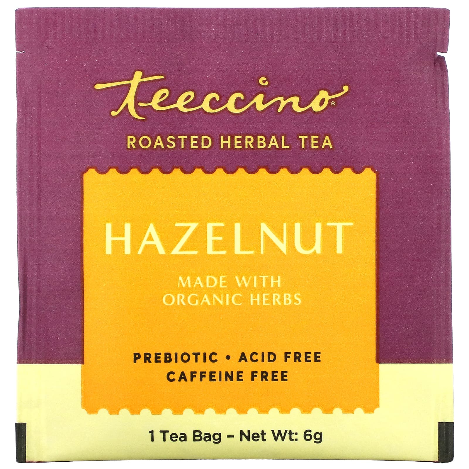 Teeccino, Roasted Herbal Tea, Hazelnut, Caffeine Free, 25 Tea Bags, 5.3 ...