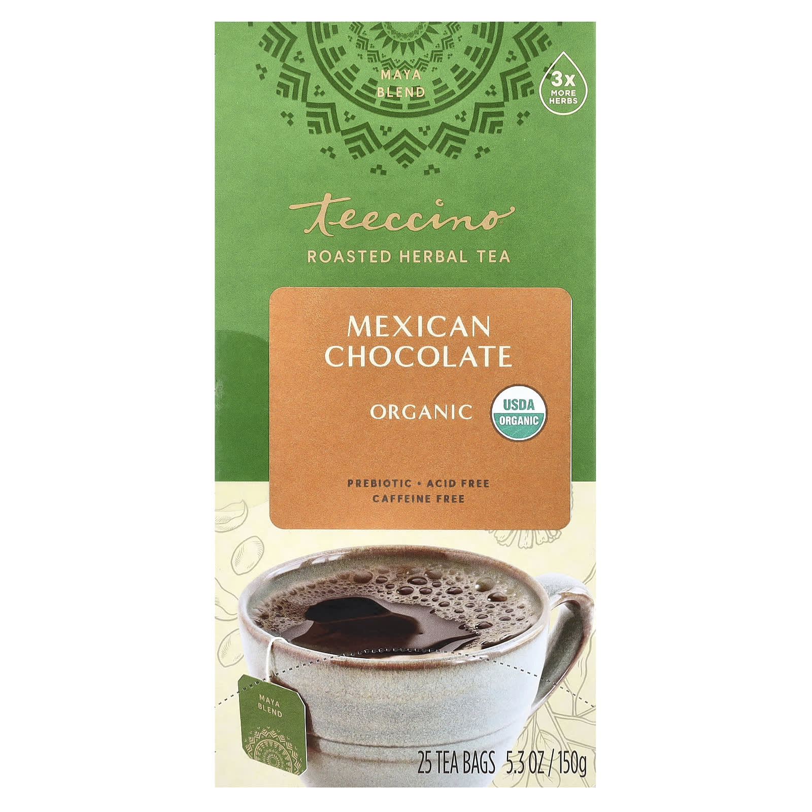 Teeccino, Organic Roasted Herbal Tea, Mexican Chocolate, Caffeine Free ...