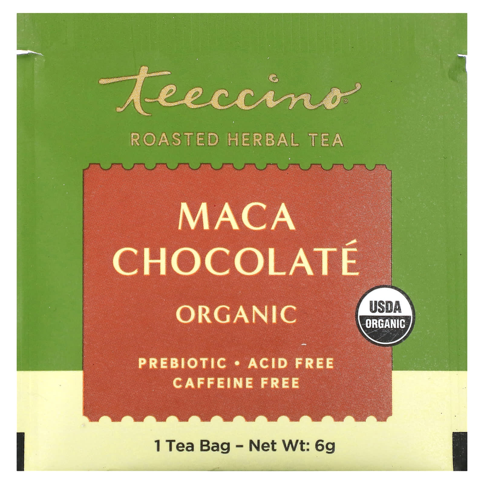 Teeccino, Organic Roasted Herbal Tea, Maca Chocolate, Caffeine Free, 25 ...