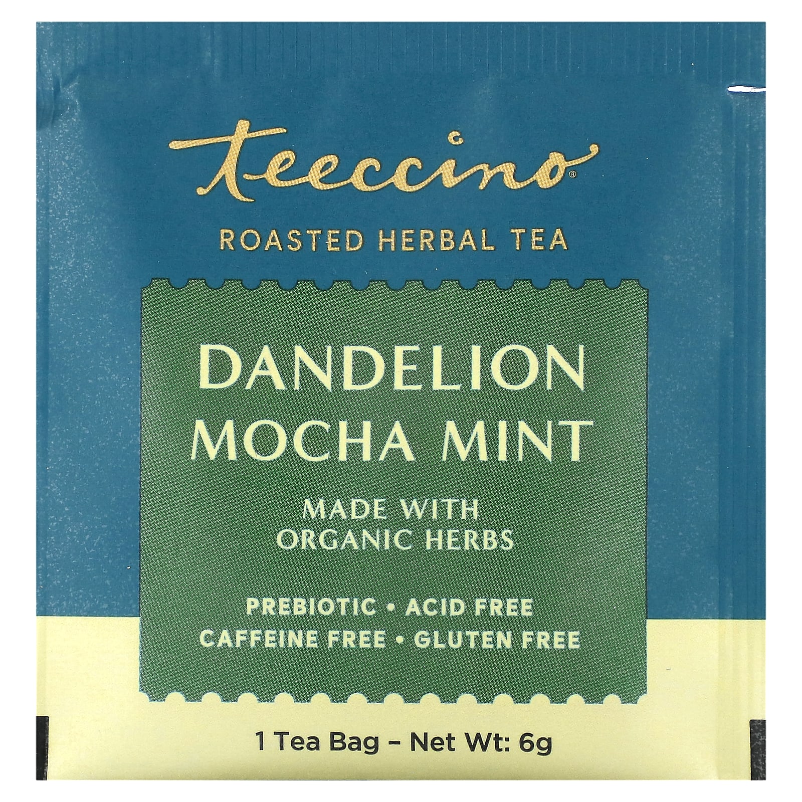 Teeccino, Roasted Herbal Tea, Dandelion Mocha Mint, Caffeine Free, 10 ...