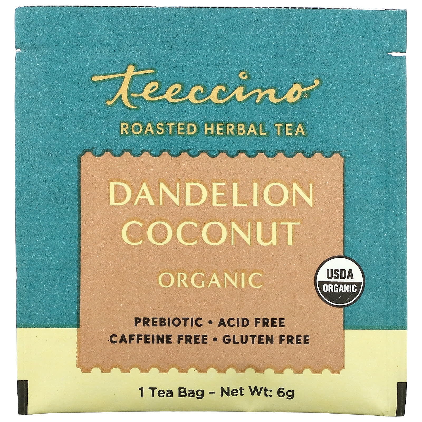 Teeccino, Organic Roasted Herbal Tea, Dandelion Coconut, Caffeine Free ...