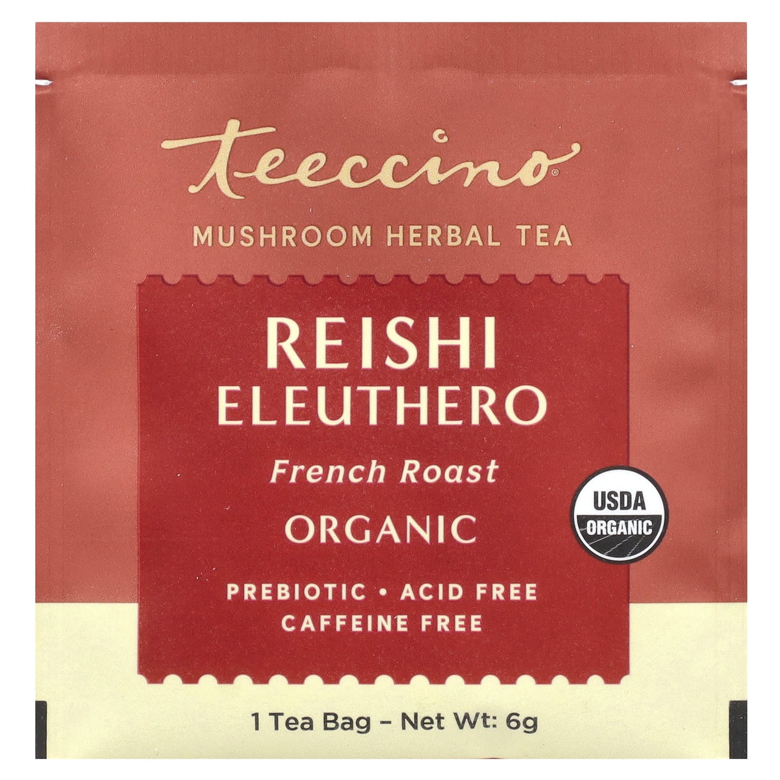 Teeccino, Mushroom Herbal Tea, Reishi Eleuthero, French Roast, Caffeine ...