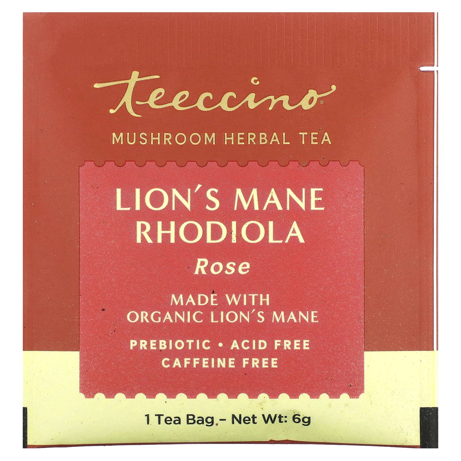 Teeccino, Mushroom Herbal Tea, Lion's Mane Rhodiola, Rose, Caffeine ...