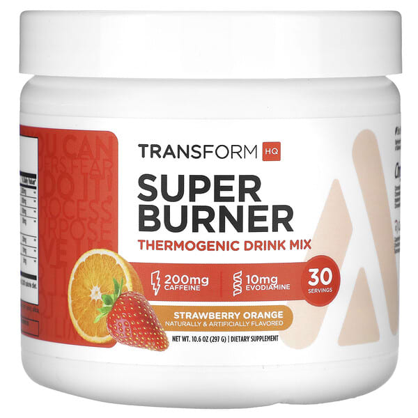 TransformHQ, Super Burner, Thermogenic Drink Mix, Strawberry Orange, 10 ...