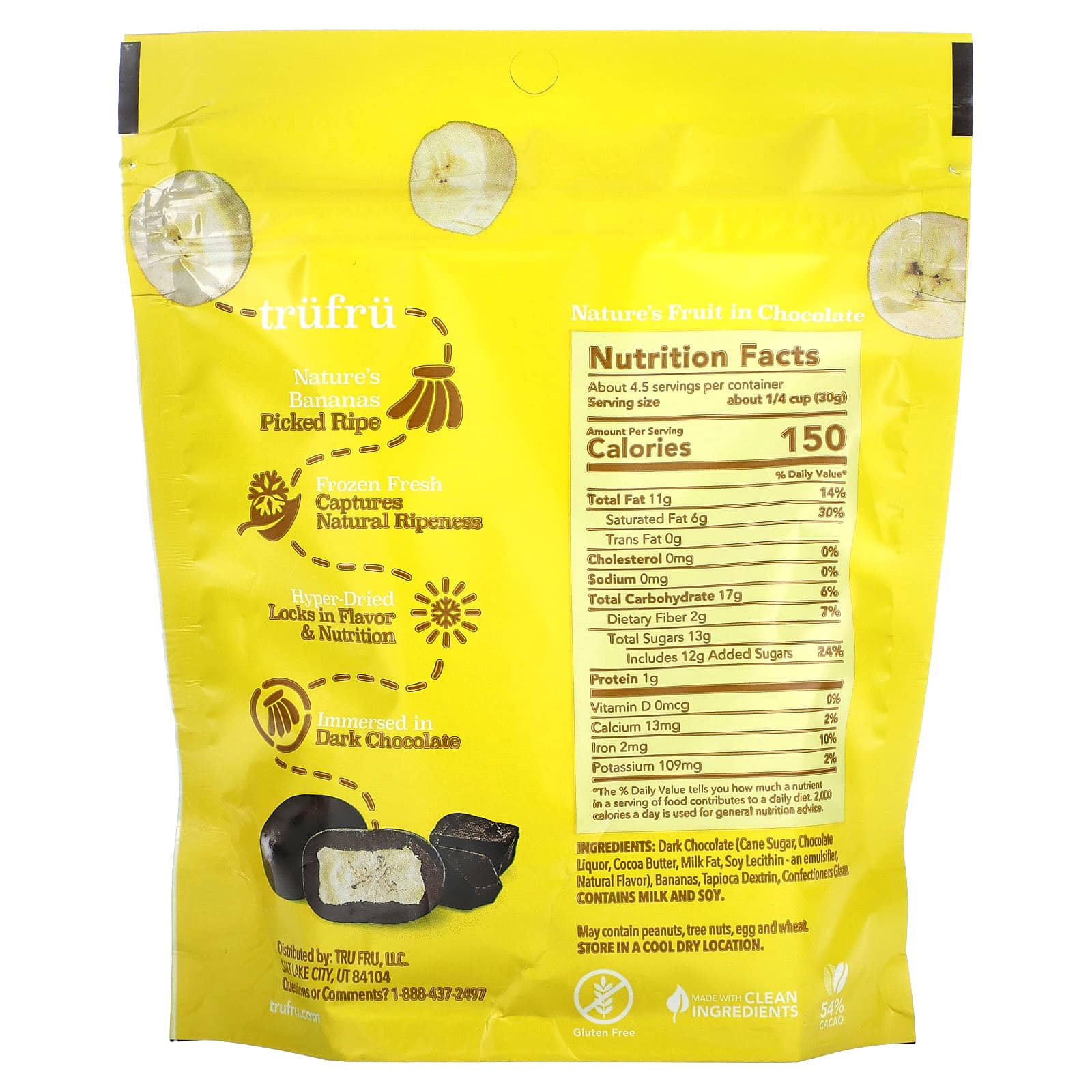 Tru Fru Natures Bananas Dark Chocolate 45 Oz 128 G