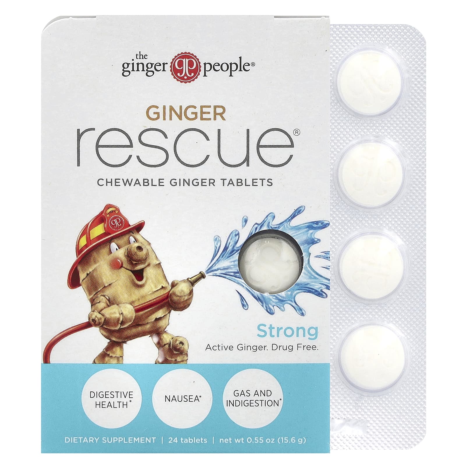 The Ginger People, Ginger Rescue, Chewable Ginger Tablets, Strong, 24 ...