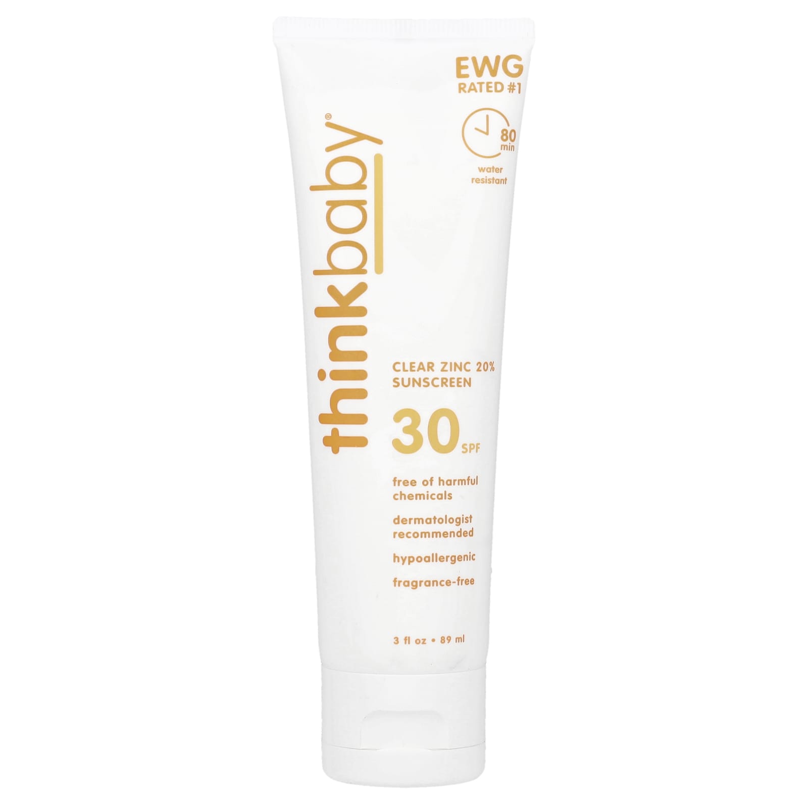 think, Thinkbaby, Clear Zinc 20% Sunscreen, SPF 30, Fragrance-Free, 3 ...