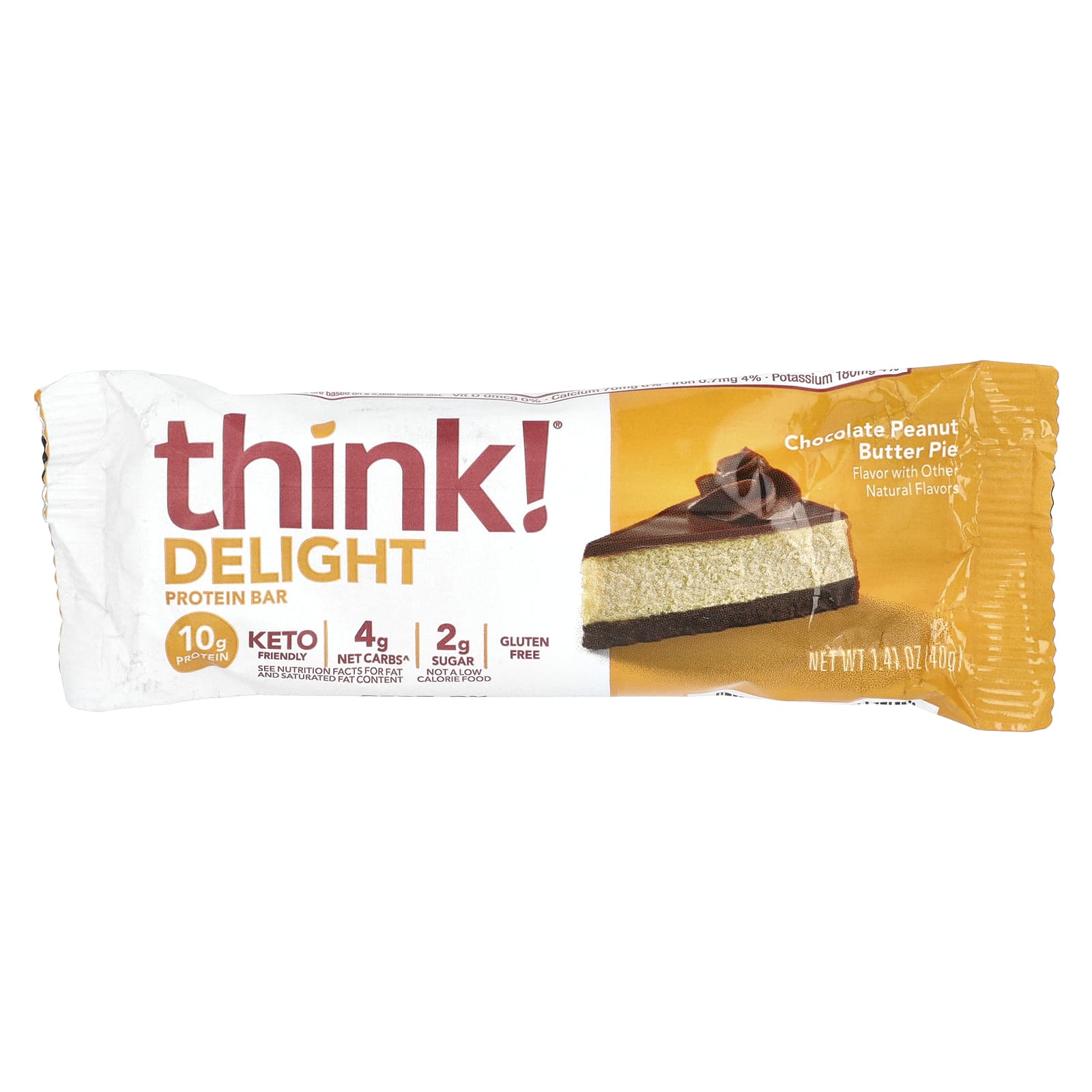 Think !, Delight Protein Bar, Chocolate Peanut Butter Pie , 10 Bars, 1. ...