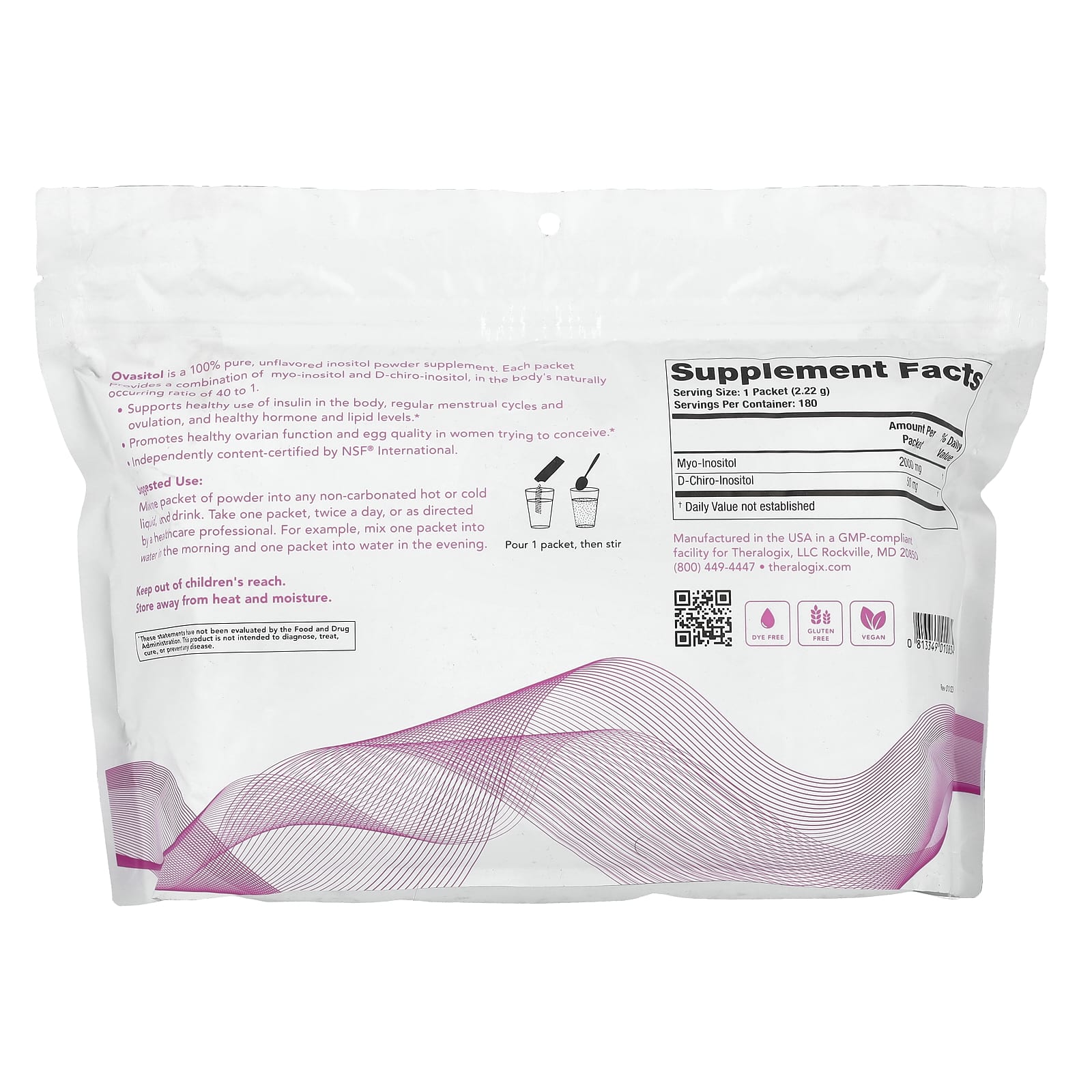 Theralogix, Ovasitol, 180 Packets, 2.22 g Each