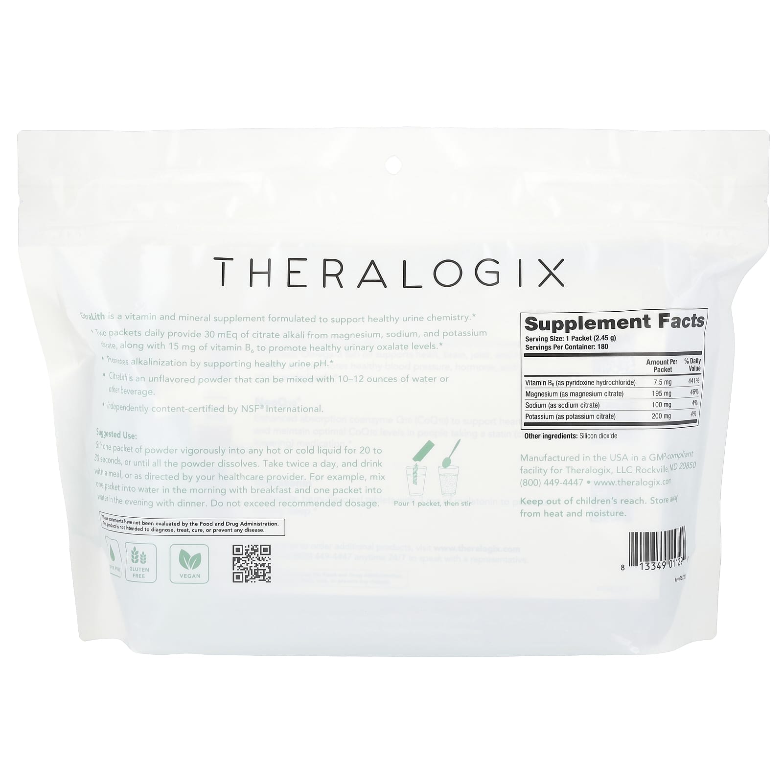 Theralogix, Citralith, Vitamin & Mineral Supplement, 180 Packets, (2.45 ...