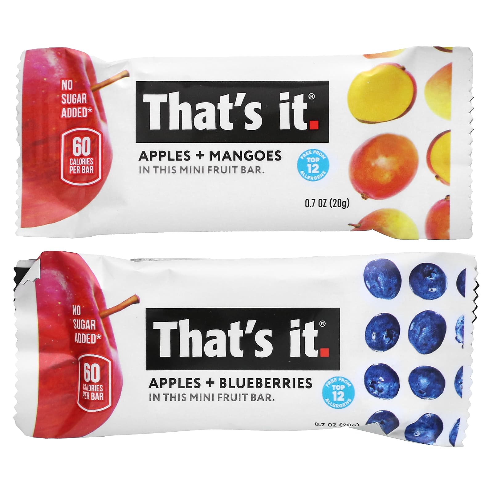 That's It, Mini Fruit Bars, Variety Pack, Mango & Blueberry, 10 Bars, 0 ...