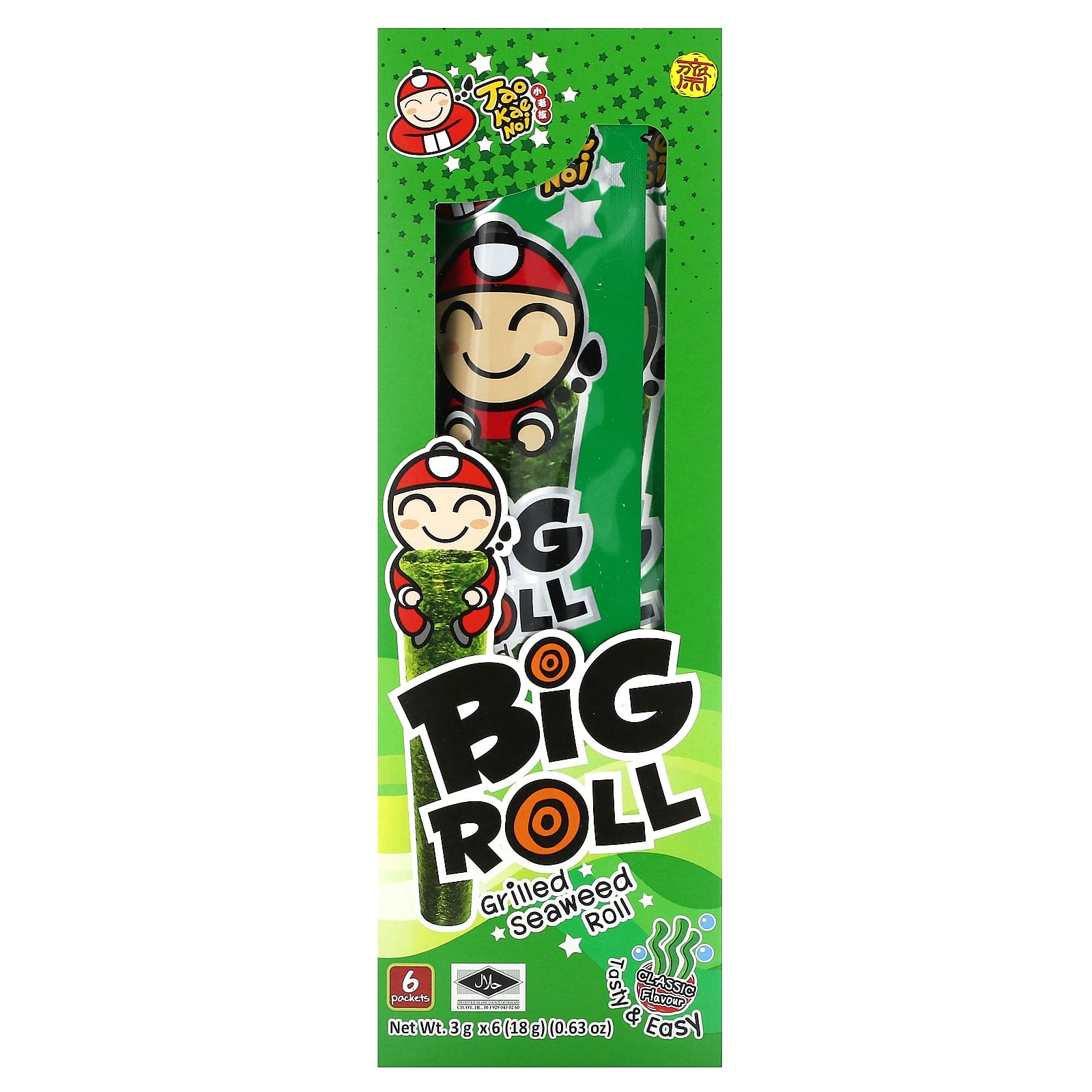 Tao Kae Noi, Big Roll, Grilled Seaweed Roll, Classic, 6 Packets, 0.11 ...