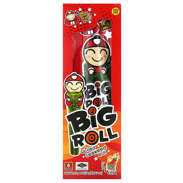 Tao Kae Noi, Big Roll, Grilled Seaweed Roll, Spicy, 6 Packets, 0.11 oz ...
