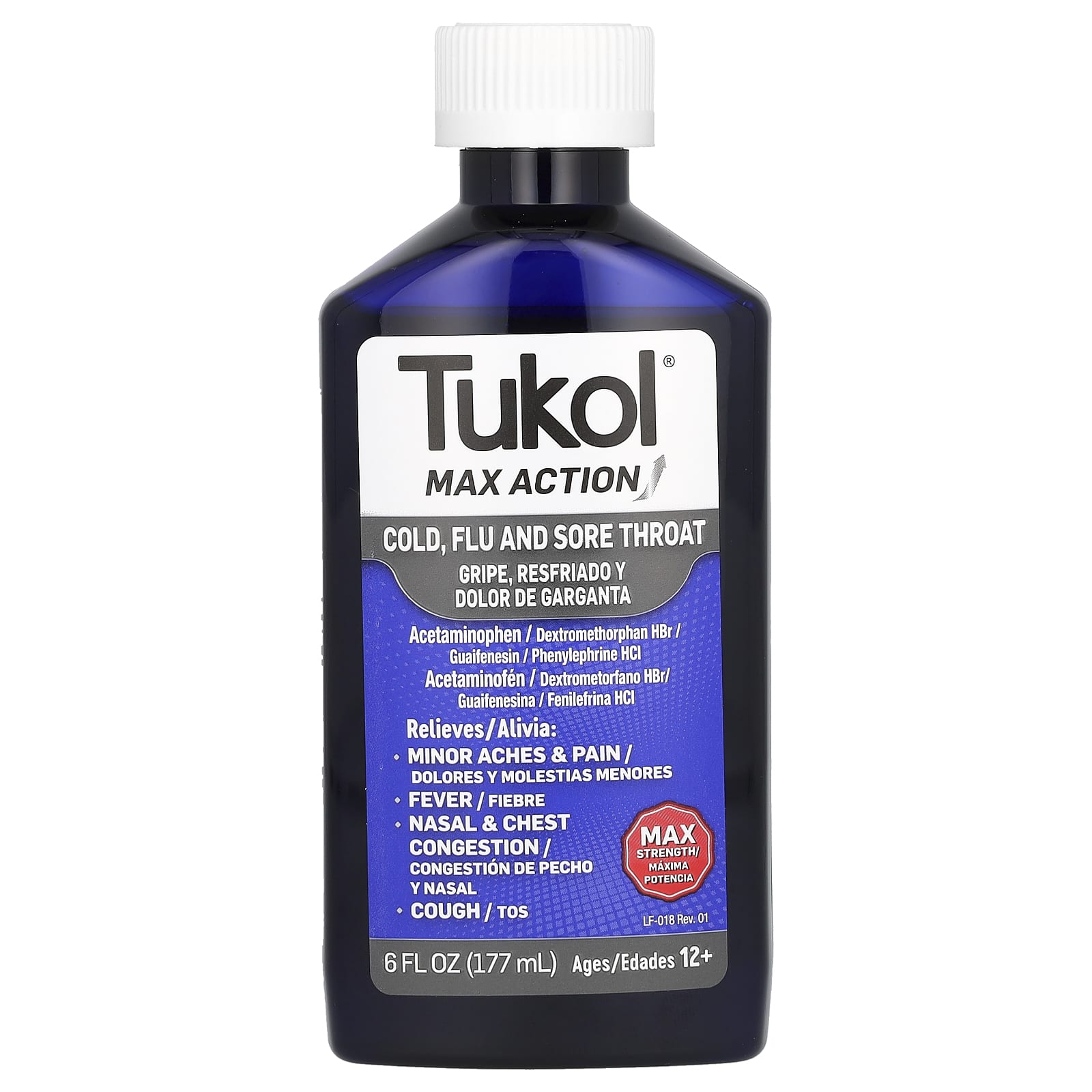 Tukol, Max Action, Cold, Flu and Sore Throat, Ages 12+, 6 fl oz (177 ml)