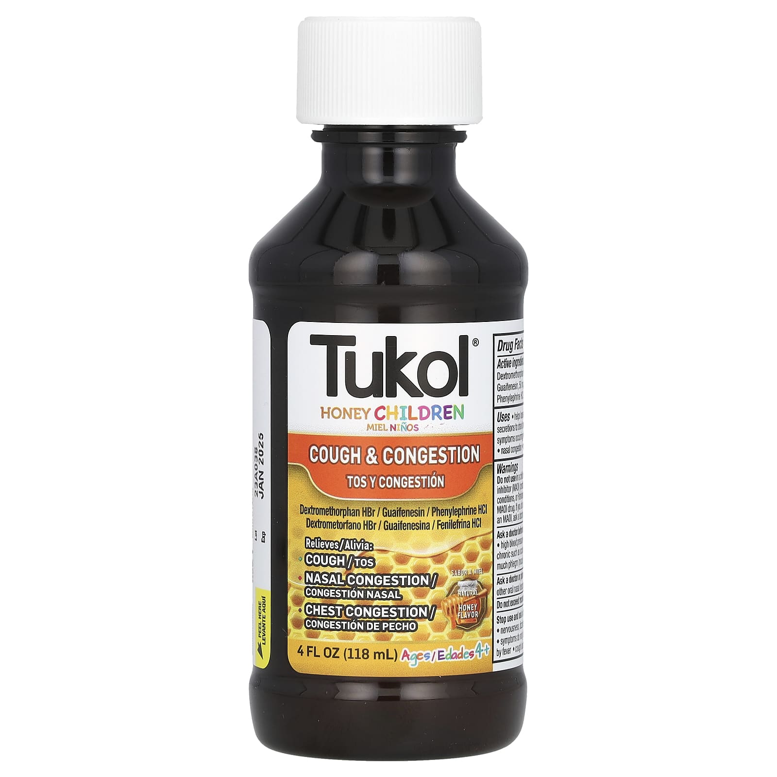 Tukol, Honey Children, Cough & Congestion, Ages 4+, Natural Honey, 4 fl ...