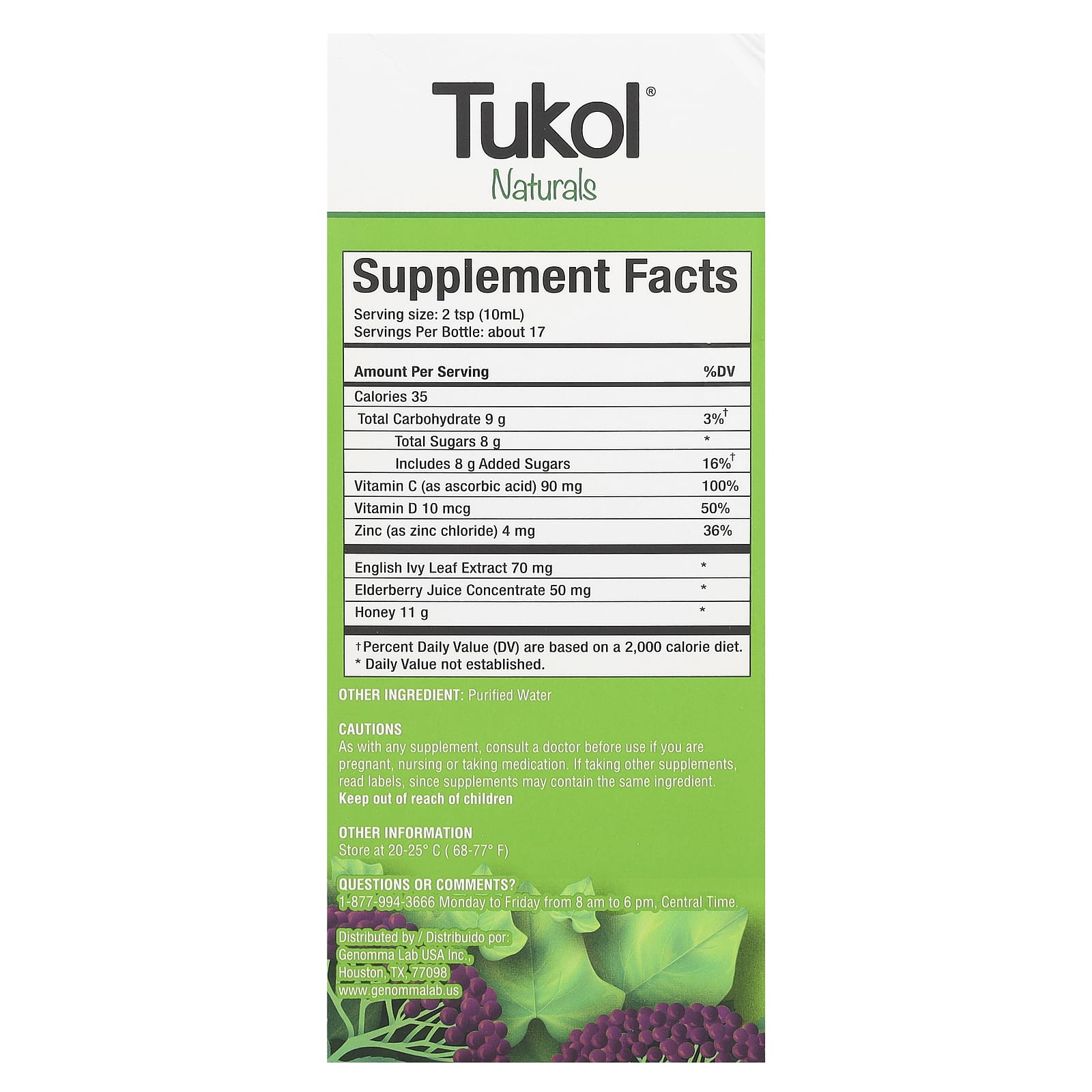 Tukol, Naturals, Cough, Ages 14+, Natural Honey, 6 fl oz (177 ml)