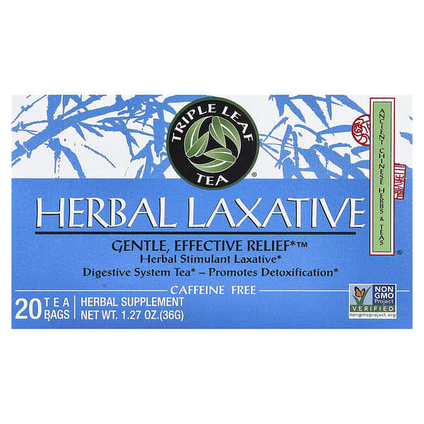 Triple Leaf Tea, Herbal Laxative, Caffeine Free , 20 Tea Bags, 1.27 oz ...