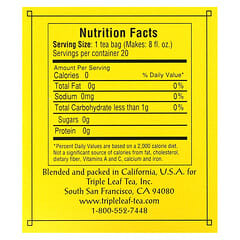 Triple Leaf Tea, Lemon Ginger Tea, 20 Tea Bags, 1.41 oz (40 g)