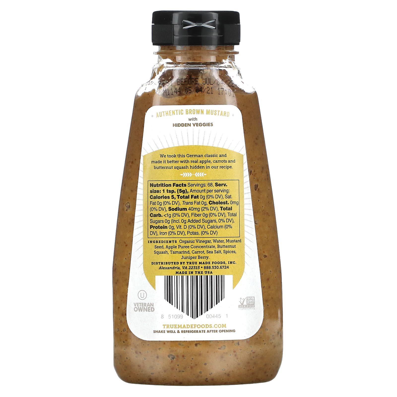 True Made Foods, Bavarian Style Mustard with Hidden Veggies，12 盎司（340 克）