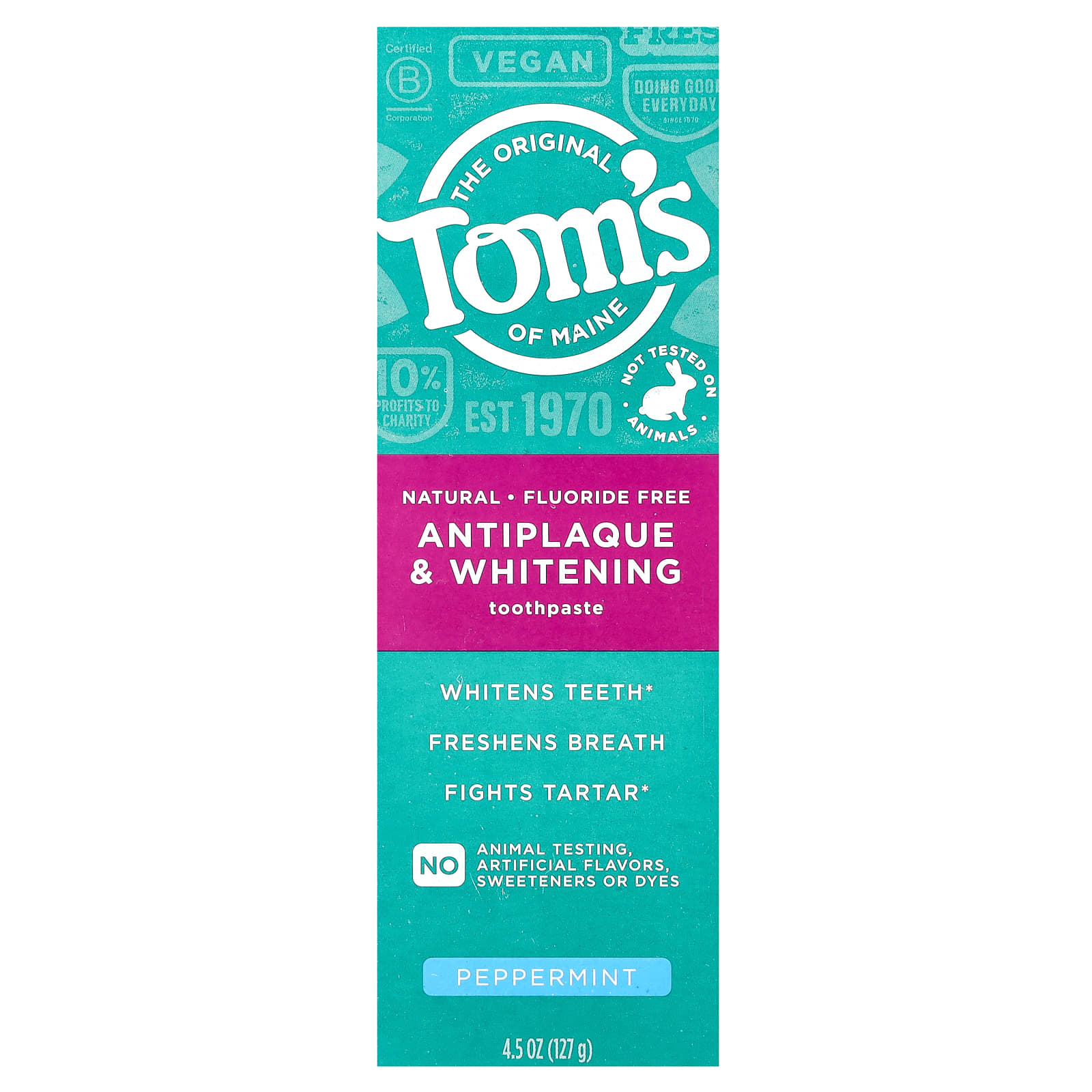 Tom's of Maine, Antiplaque & Whitening Toothpaste, Fluoride Free ...