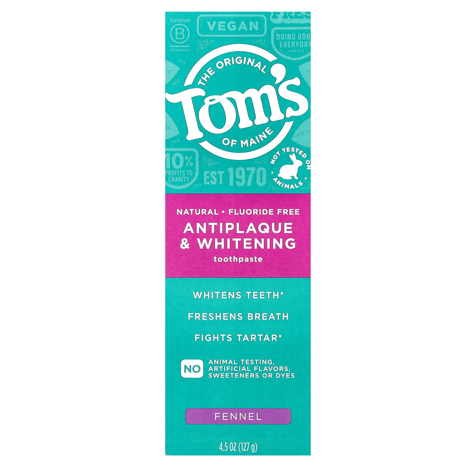 Tom's of Maine, Antiplaque & Whitening Toothpaste, Fluoride Free ...