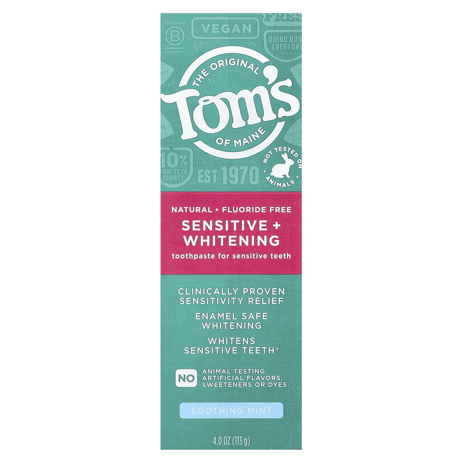 Tom's of Maine, Sensitive + Whitening, Toothpaste for Sensitive Teeth ... Tom's of Maine, Sensitive + Whitening, Toothpaste for Sensitive Teeth ...