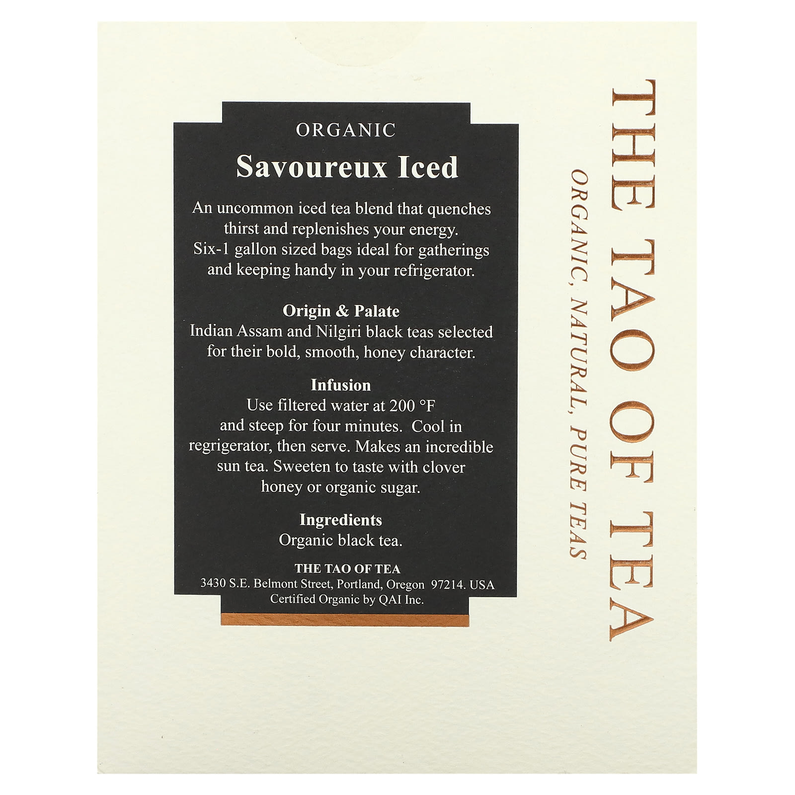 The Tao of Tea, Organic Black Tea, Savoureux Iced , 6 -1 Gallon Sized ...