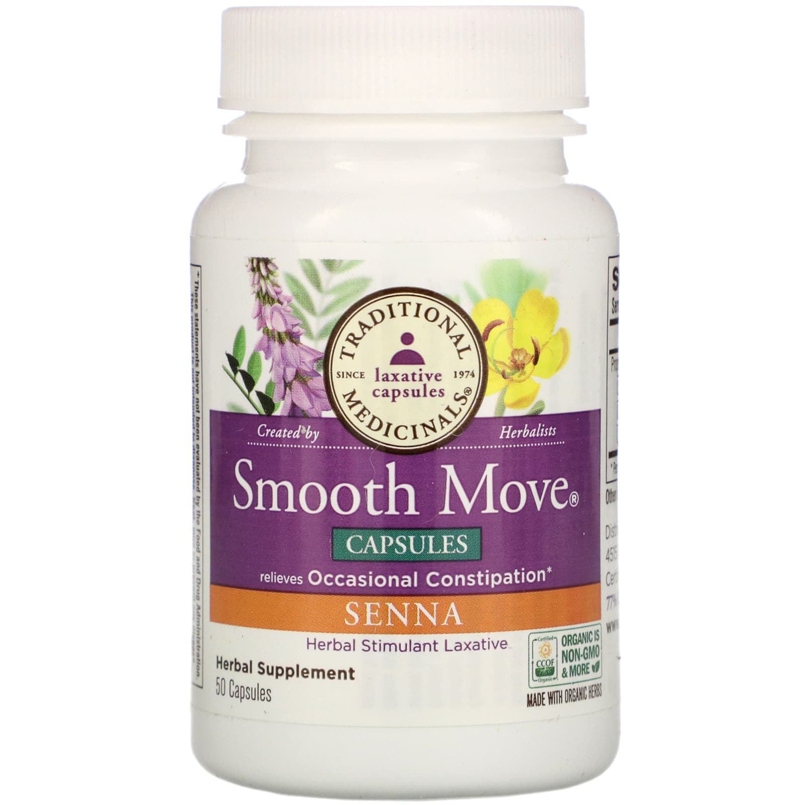 Traditional Medicinals, Smooth Move Capsules, Senna, 50 Capsules