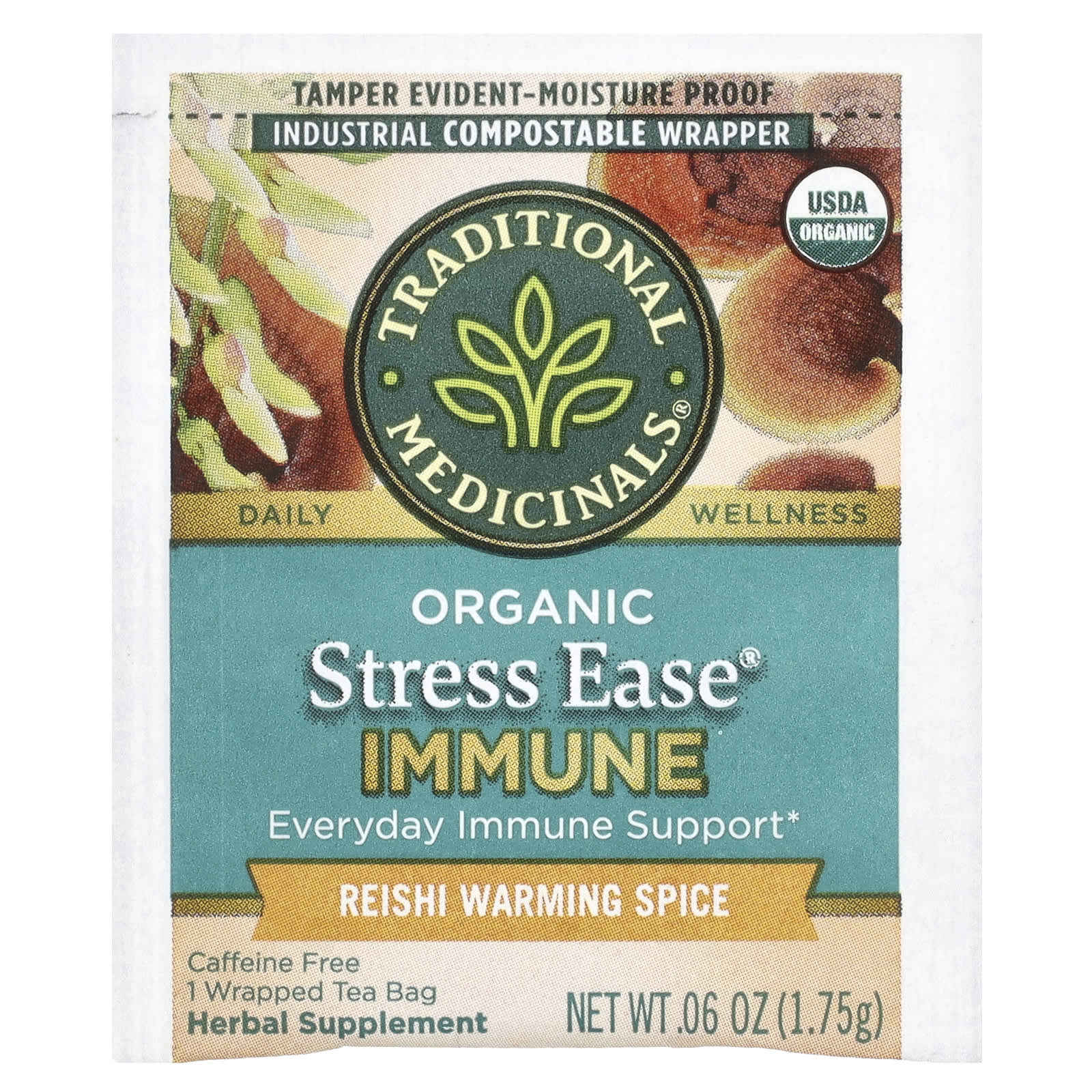 Traditional Medicinals, Organic Stress Ease Immune, Reishi Warming ...