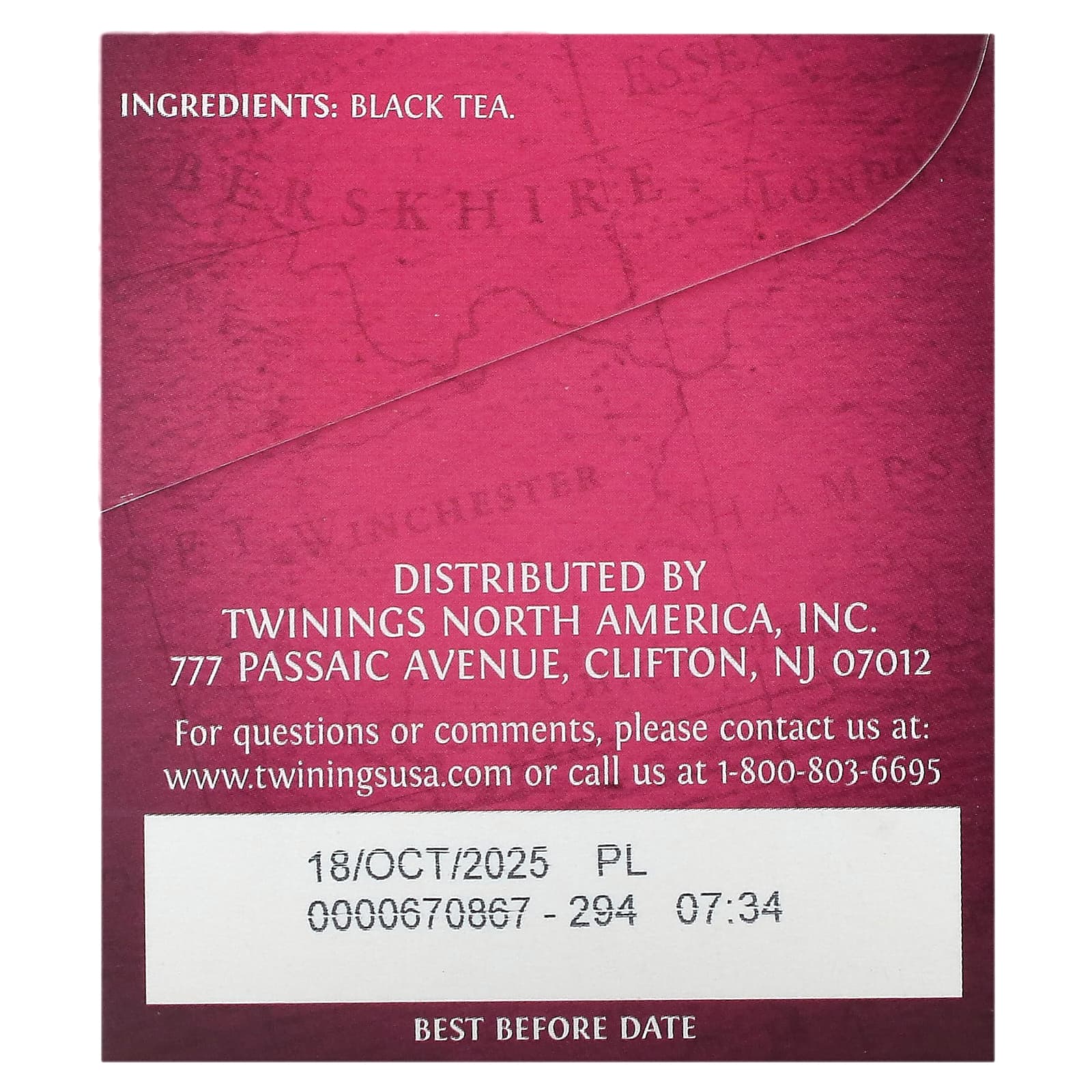 Twinings, Pure Black Tea, English Afternoon, 20 Tea Bags, 1.41 oz (40 g)