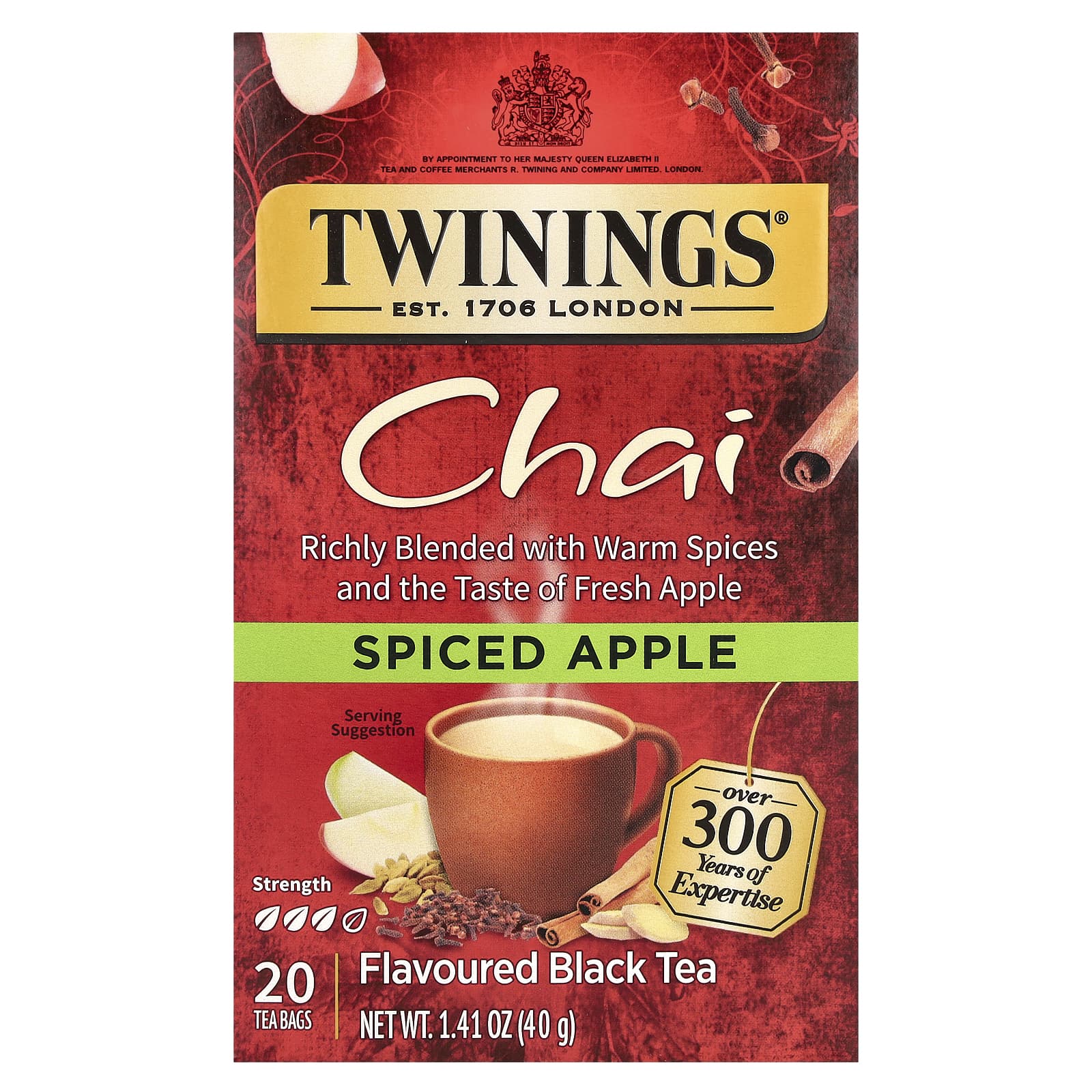 Twinings, Té negro, Chai, Manzana especiada, 20 bolsitas de té, 40 g (1 ...