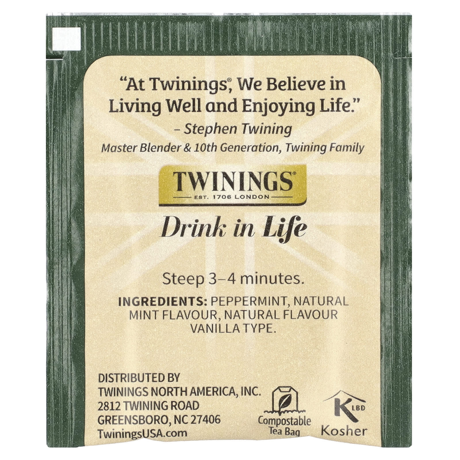 Twinings, Flavored Herbal Tea, Peppermint & Creamy Vanilla, Caffeine ...
