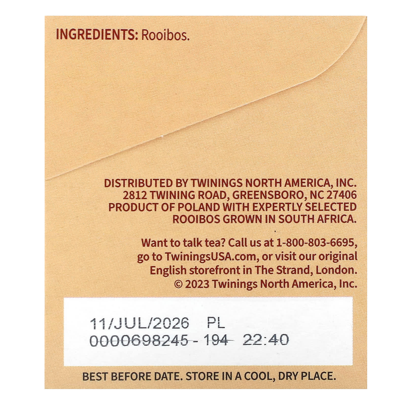 Twinings, Pure Herbal Tea, Pure Rooibos Red Tea, Caffeine Free, 20 Tea ...