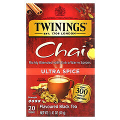 Twinings, Flavored Black Tea, Chai, Ultra Spice , 20 Tea Bags, 1.41 oz ...