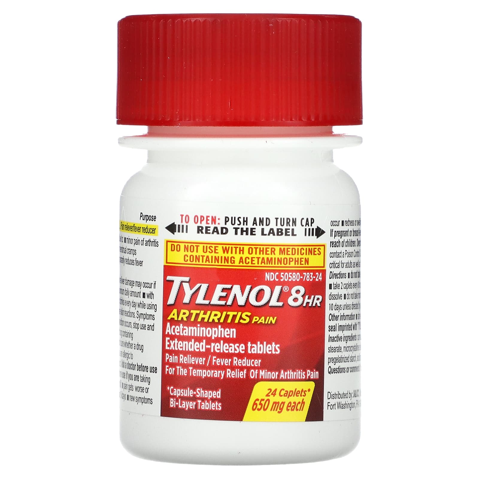 Tylenol, 8 HR Arthritis Pain, Pain Reliever Fever Reducer, 650 mg , 24 ...