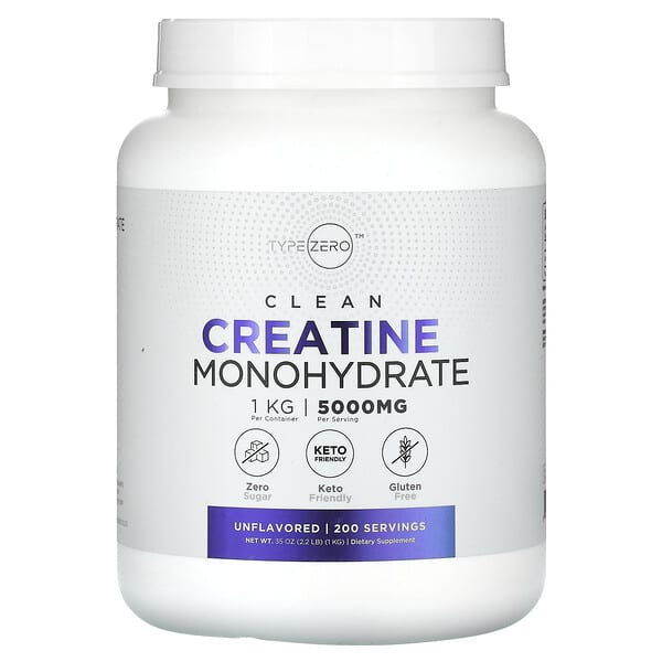 TypeZero, Clean, Creatine Monohydrate, Unflavored, 5,000 mg, 35 oz (1 kg)