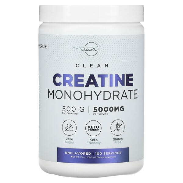 TypeZero, Clean, Creatine Monohydrate, Unflavored, 5,000 mg, 17.6 oz ...