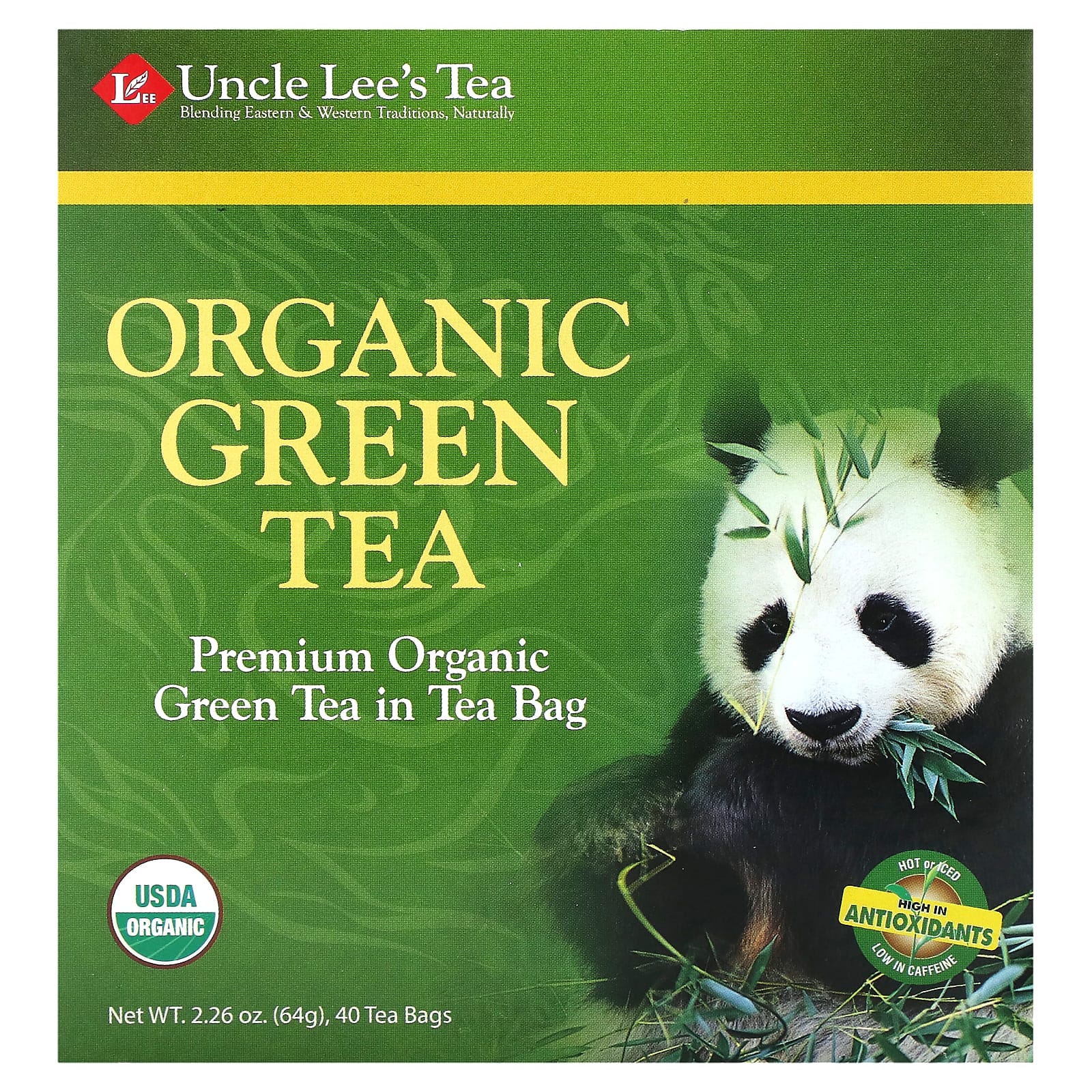 Uncle Lee's Tea, Organic Green Tea, 40 Tea Bags, 2.26 oz (64 g)