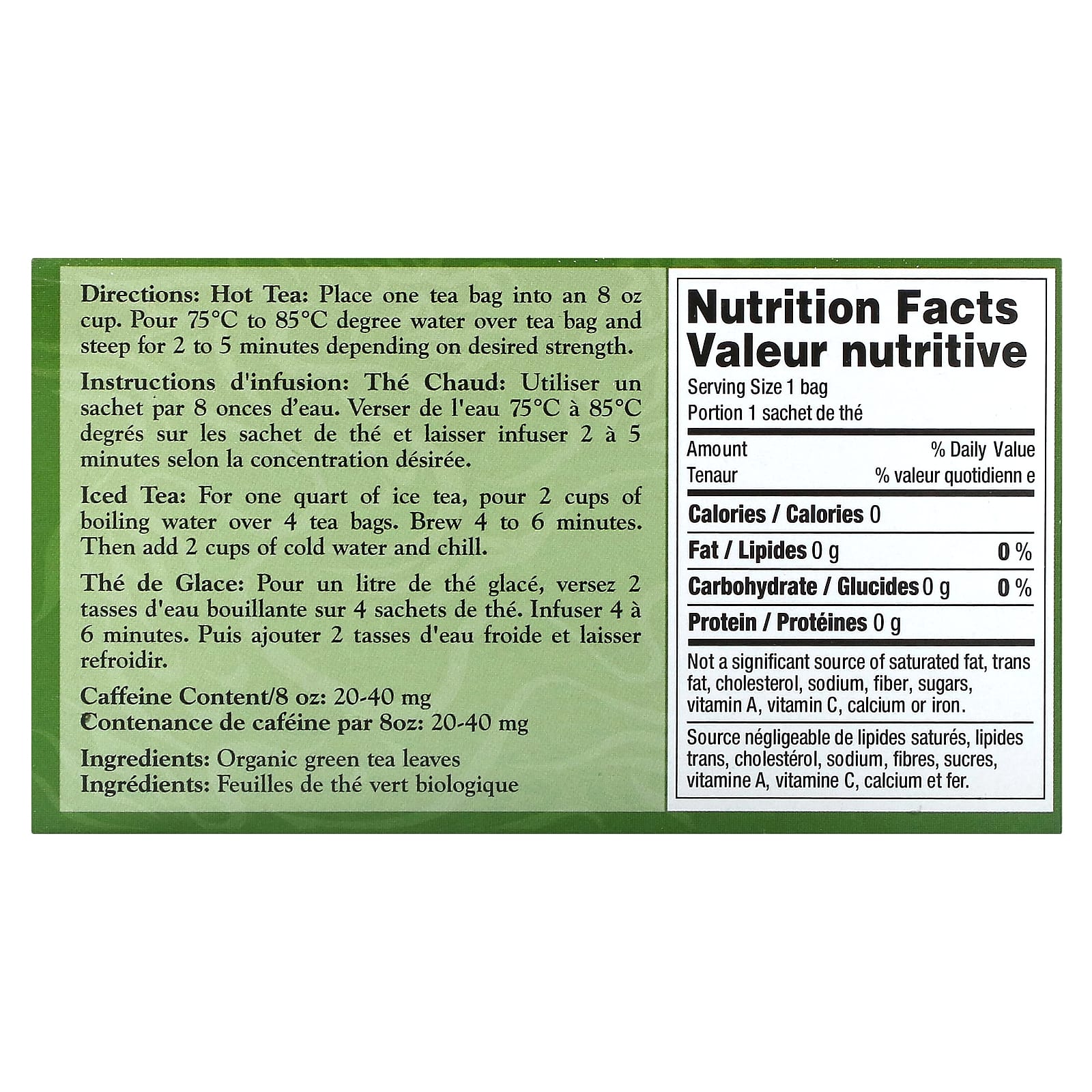 Uncle Lees Tea Organic Green Tea 40 Tea Bags 226 Oz 64 G
