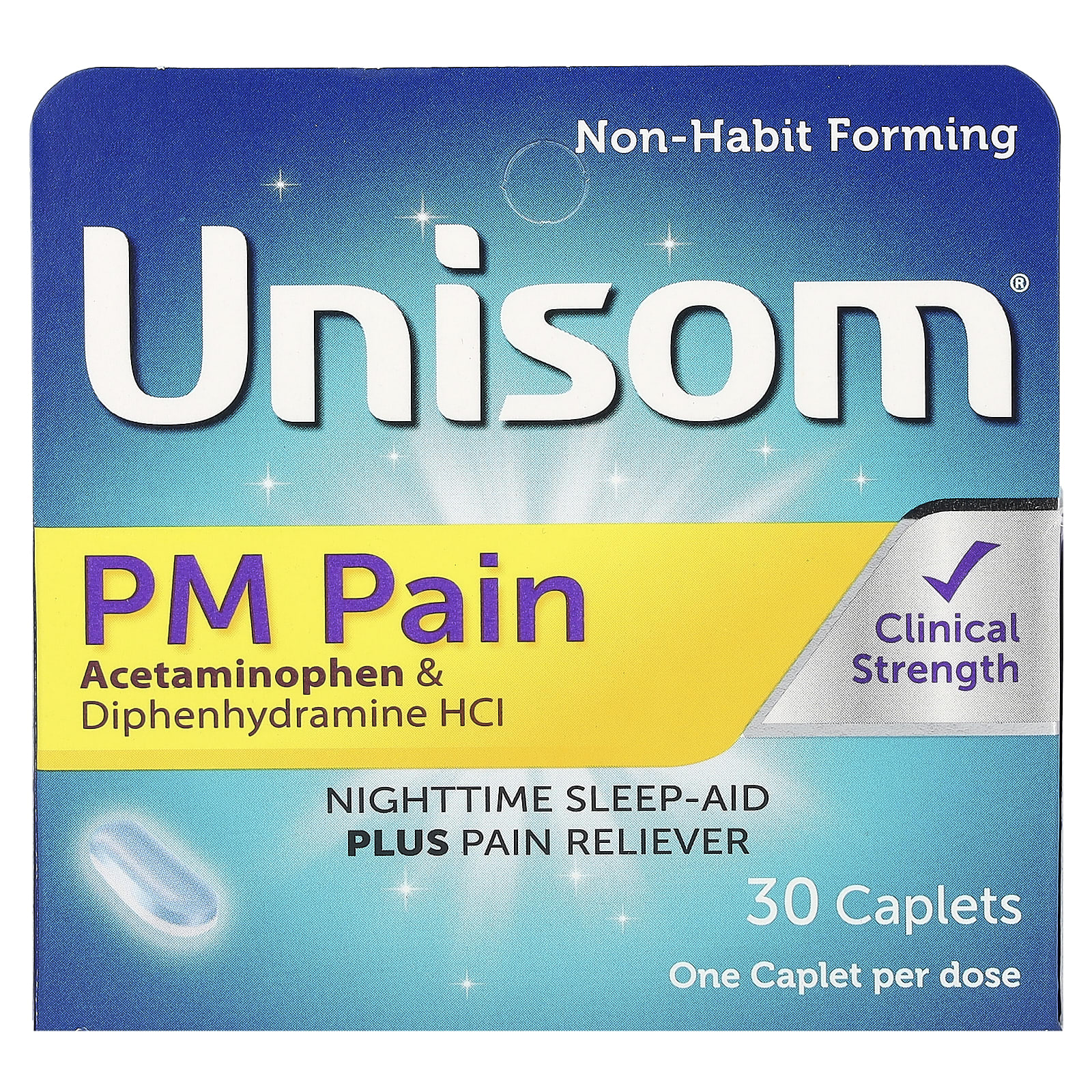 Unisom, PM Pain, Nighttime Sleep-Aid Plus Pain Reliever, 30 Caplets