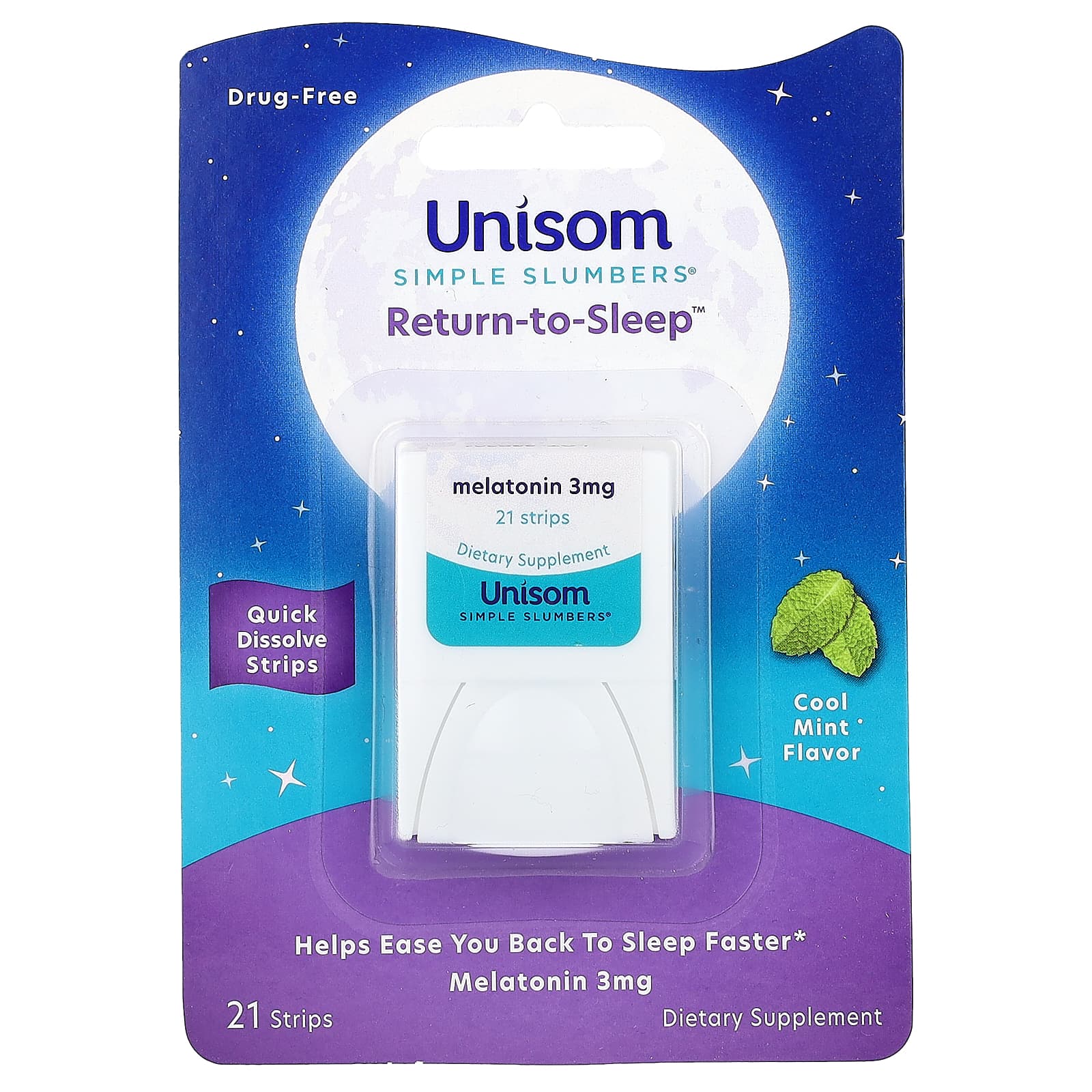 Unisom, Simple Slumbers, Return-To-Sleep, Melatonin Strips, Cool Mint ...