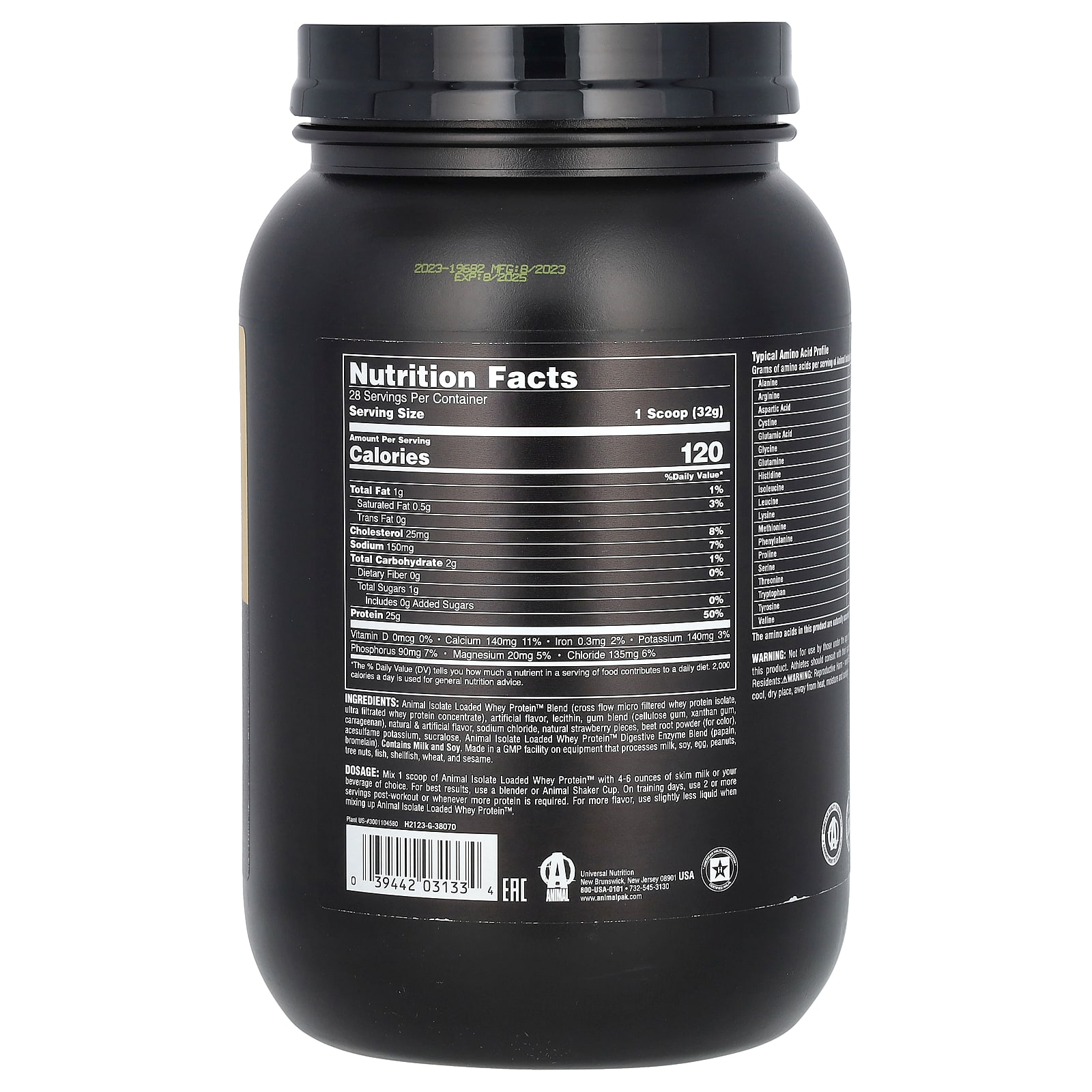 Animal, Isolate Loaded Whey Protein Powder, Strawberry, 2 lb (907 g)