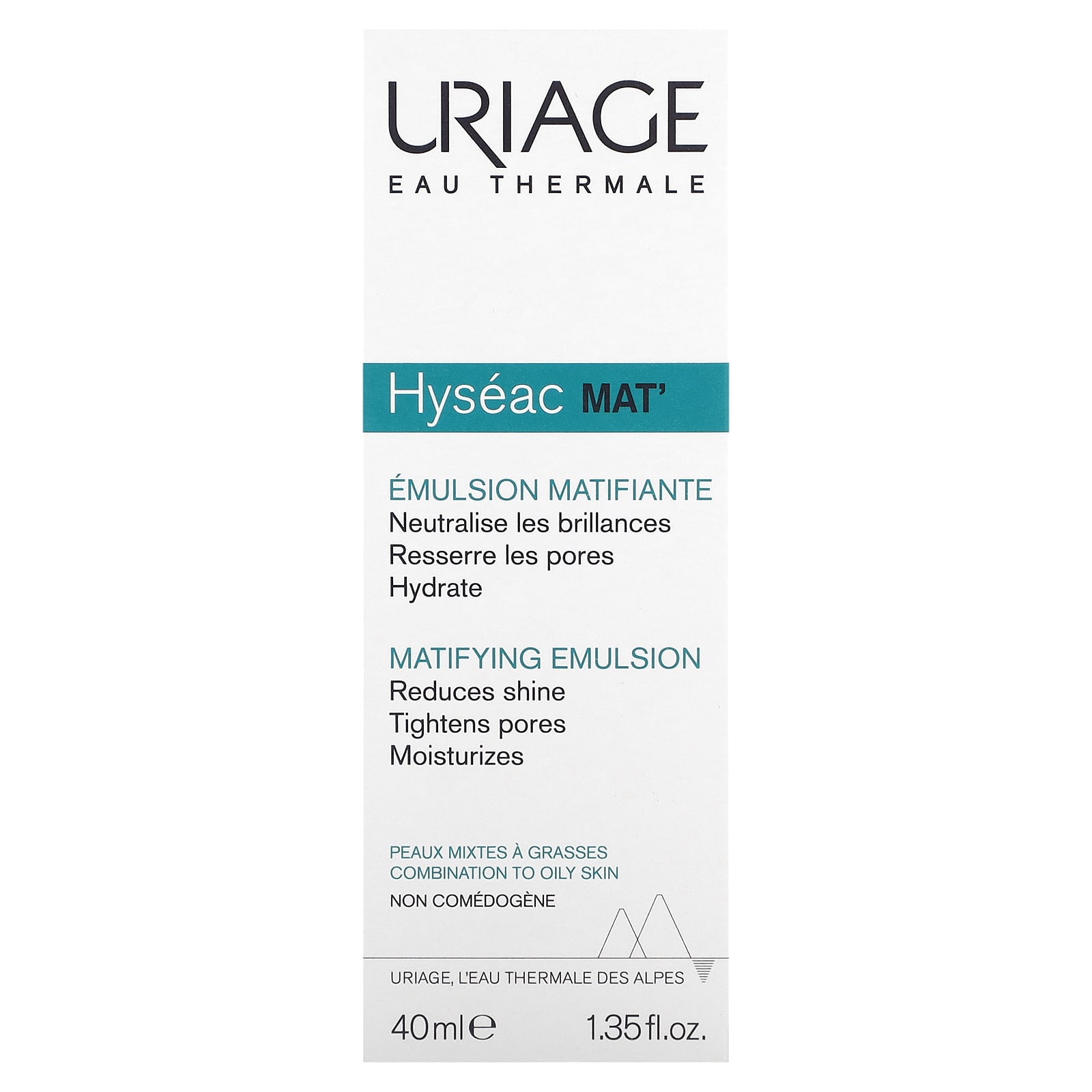 Uriage, Hyséac Mat, Matifying Emulsion, Combination to Oily Skin, 1.35 ...